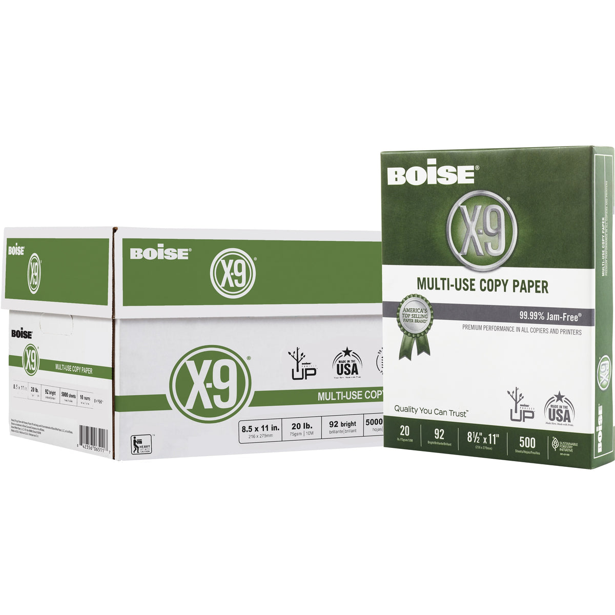 Boise X-9 Multi-Use Copy Paper, Letter Size Paper, 92 Brightness, 20 L ...